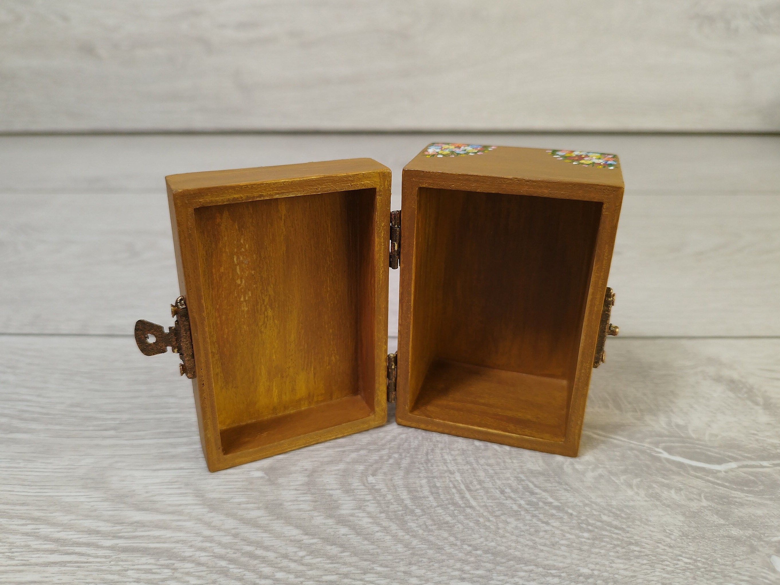 Hand Painted Wooden Box With Wildflowers,small Wooden Box,jewelry Box ...