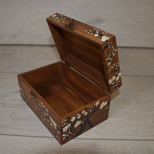 Hand Painted Wooden Box With a Blossoming Apple Tree Branch,jewelry Box ...