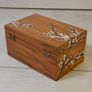 Hand Painted Wooden Box With a Blossoming Apple Tree Branch,jewelry Box ...