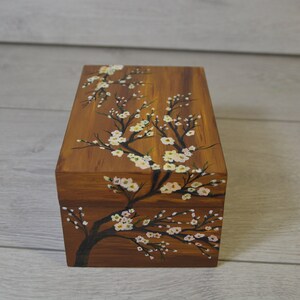 Hand Painted Wooden Box With a Blossoming Apple Tree Branch,jewelry Box ...