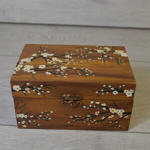 Hand Painted Wooden Box With a Blossoming Apple Tree Branch,jewelry Box ...