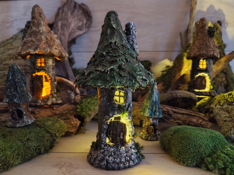 Gnome Fairy House, Magical Fairy House,forest Fairy House,witch House,mushroom Fairy House,night ...
