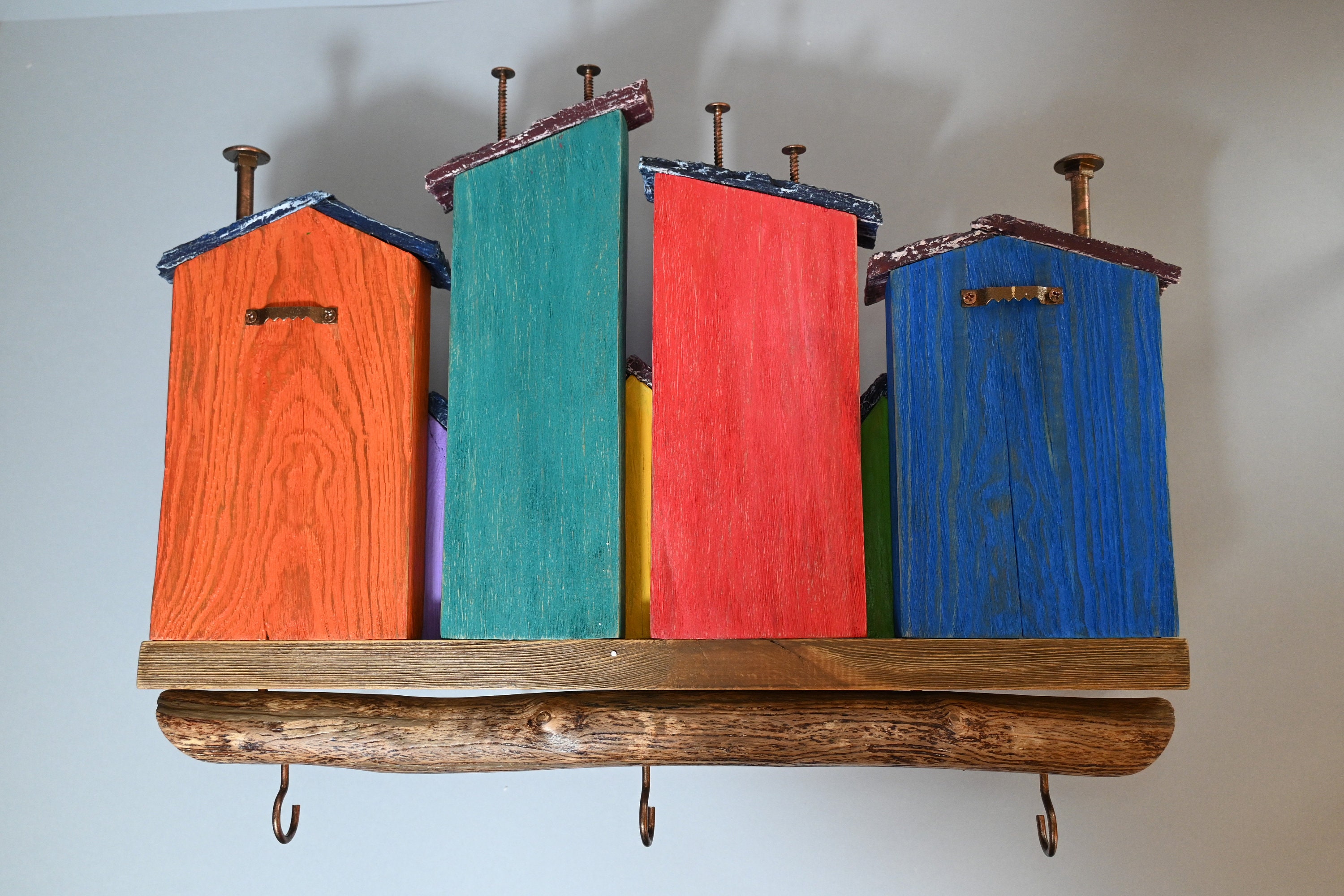 Colorful Wooden Key Holder,tiny Houses,decorative Wall Hook,key ...