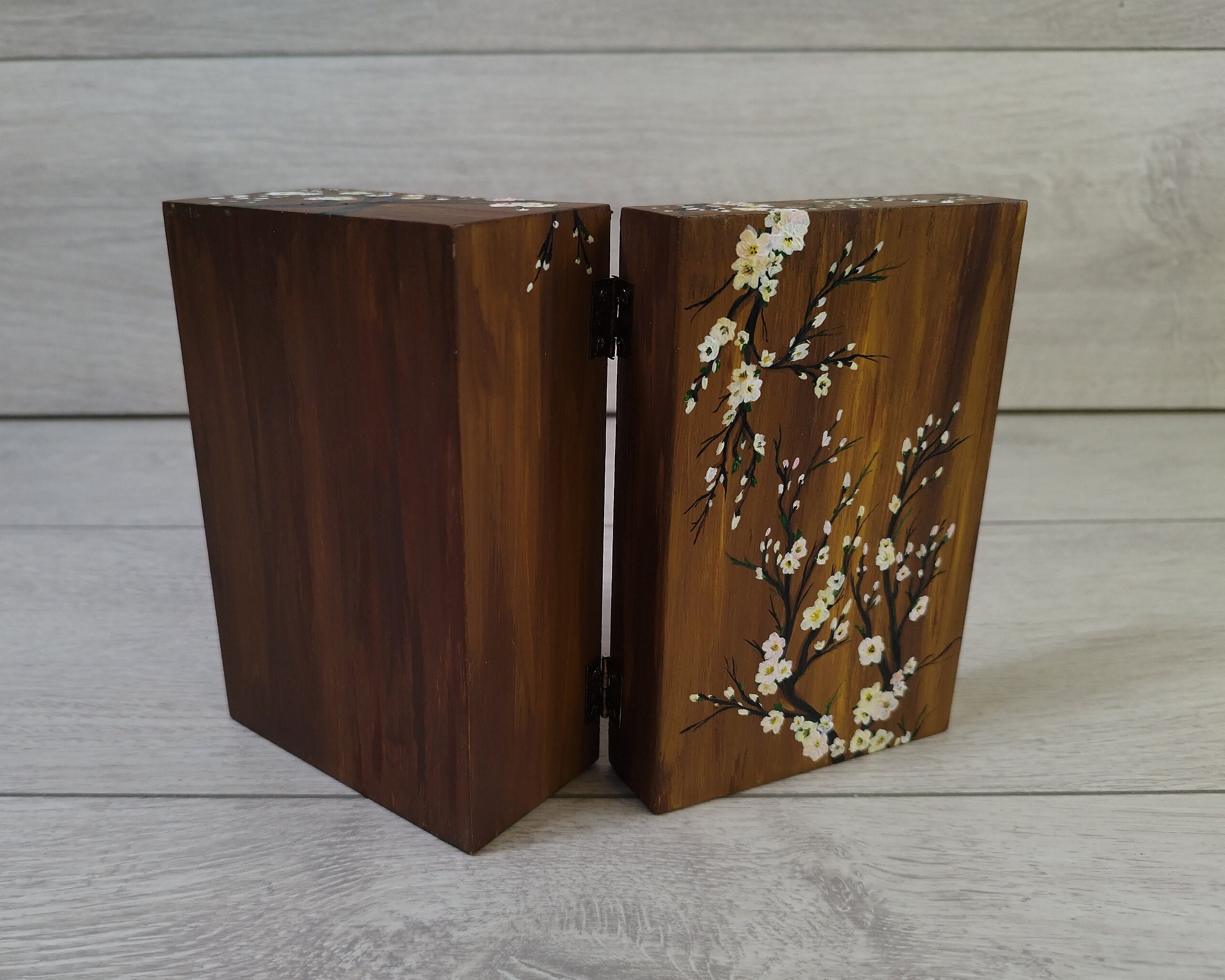 Hand Painted Wooden Box With a Blossoming Apple Tree Branch,jewelry Box ...