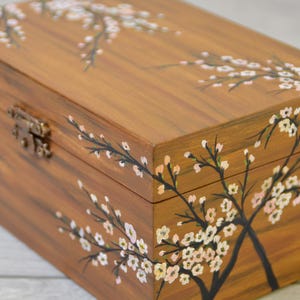 Hand Painted Wooden Box With a Blossoming Apple Tree Branch,jewelry Box ...