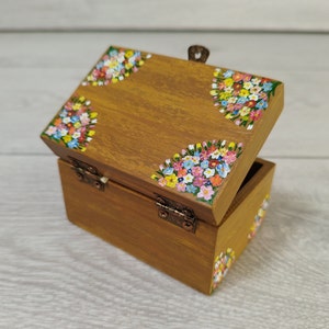 Hand Painted Wooden Box With Wildflowers,small Wooden Box,jewelry Box ...