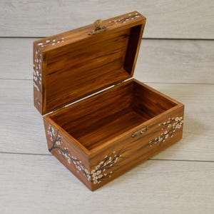 Hand Painted Wooden Box With a Blossoming Apple Tree Branch,jewelry Box ...