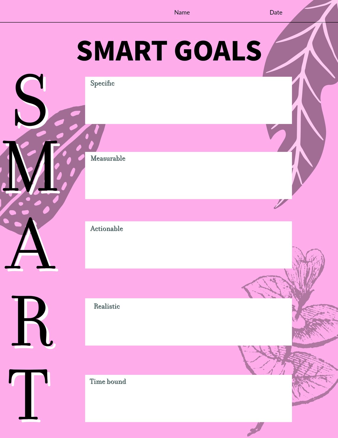 SMART Goal Planner, Self Development, Goal Setting Growth for Children ...