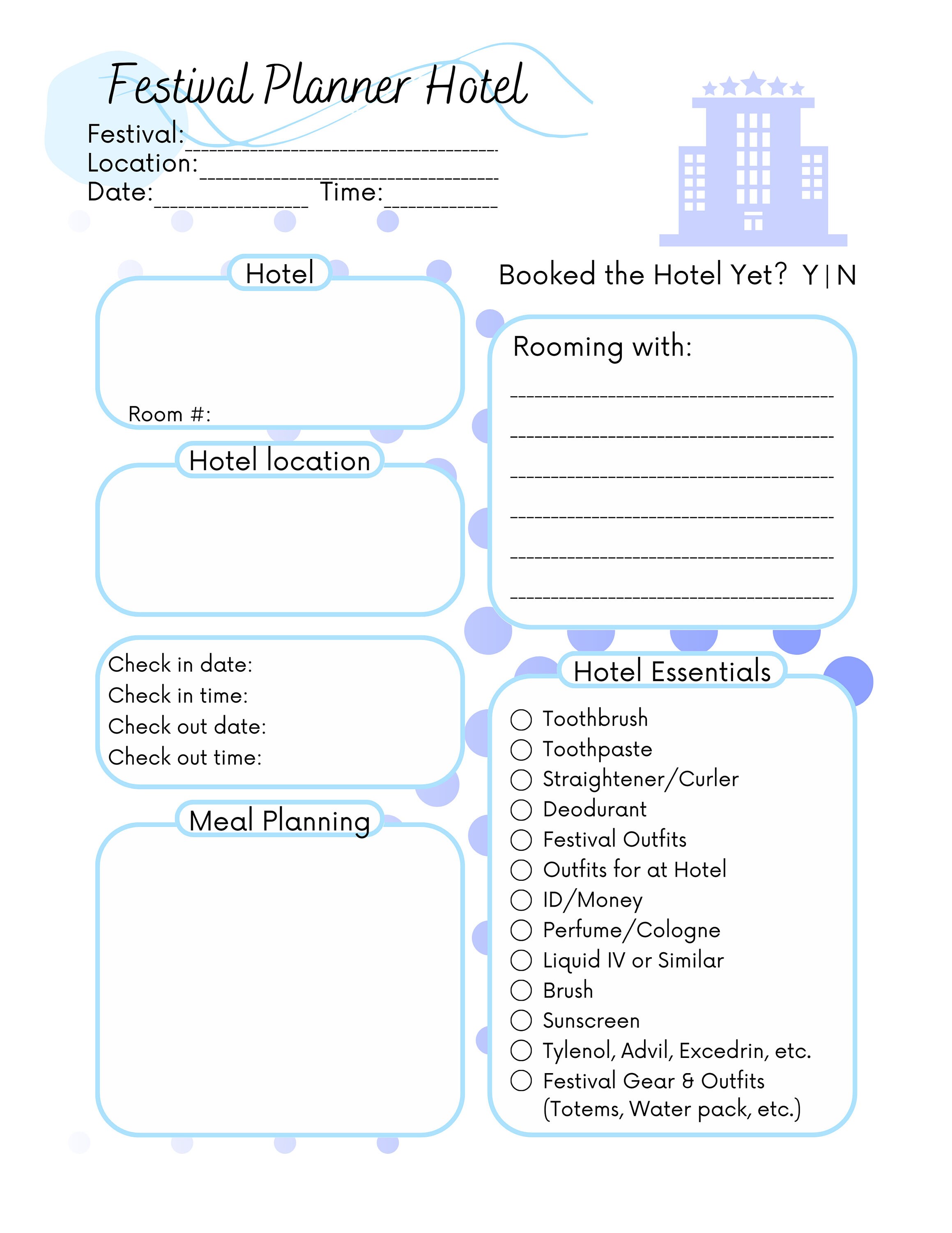 Festival Planner Printable, Printable Planner, Music Festival Planner ...