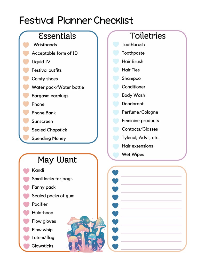 Mushroom Festival Planner Printable, Printable Planner, Music Festival ...