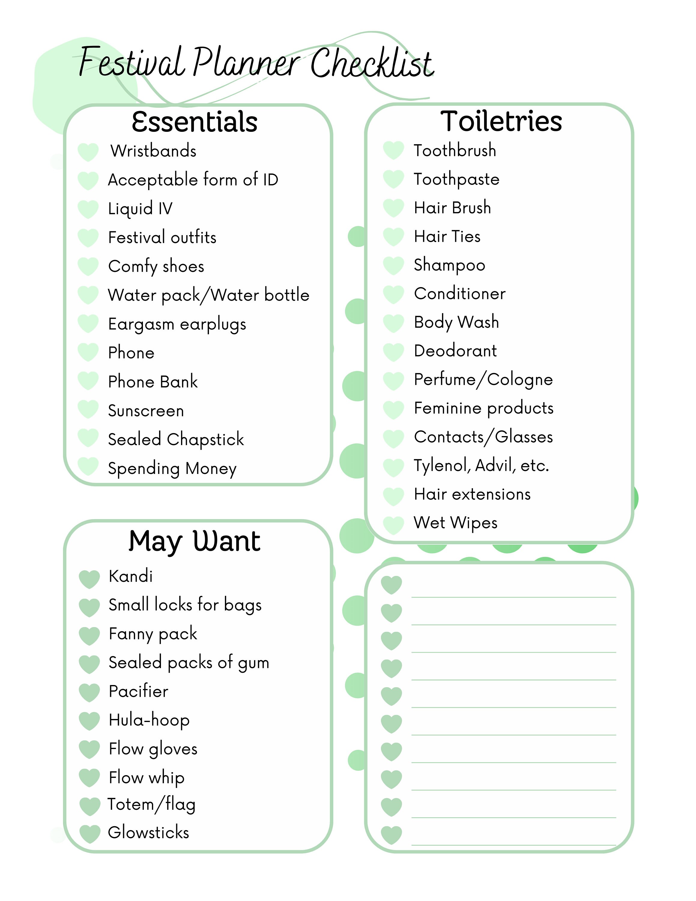 Festival Planner Printable, Printable Planner, Music Festival Planner ...