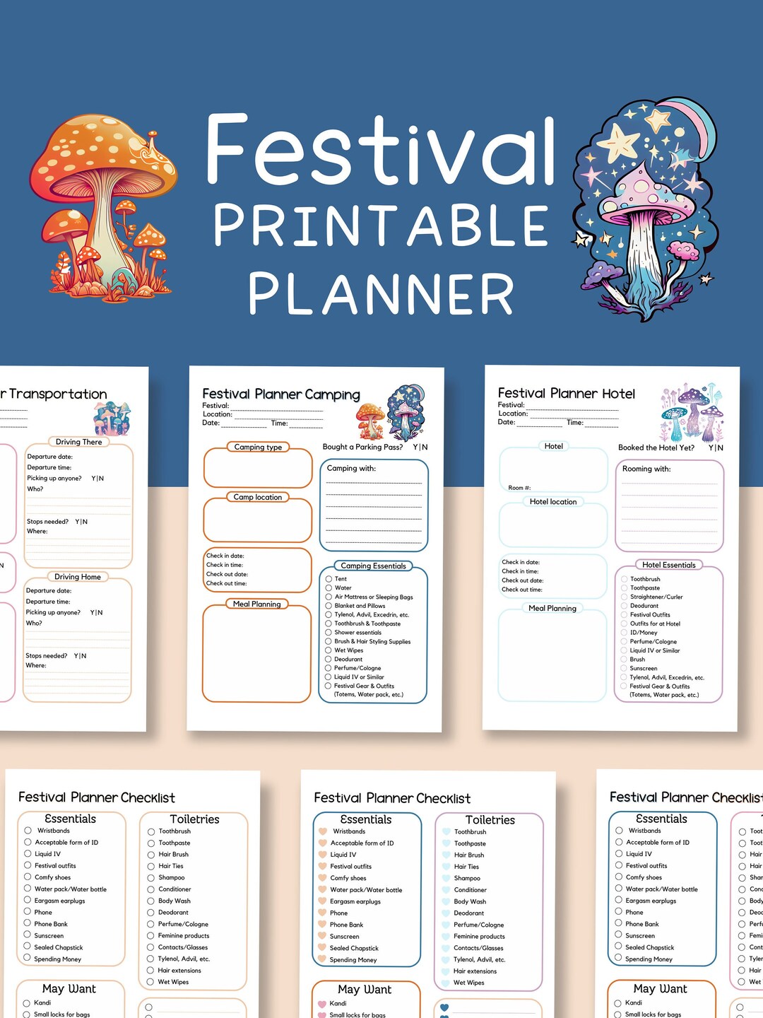 Mushroom Festival Planner Printable, Printable Planner, Music Festival ...
