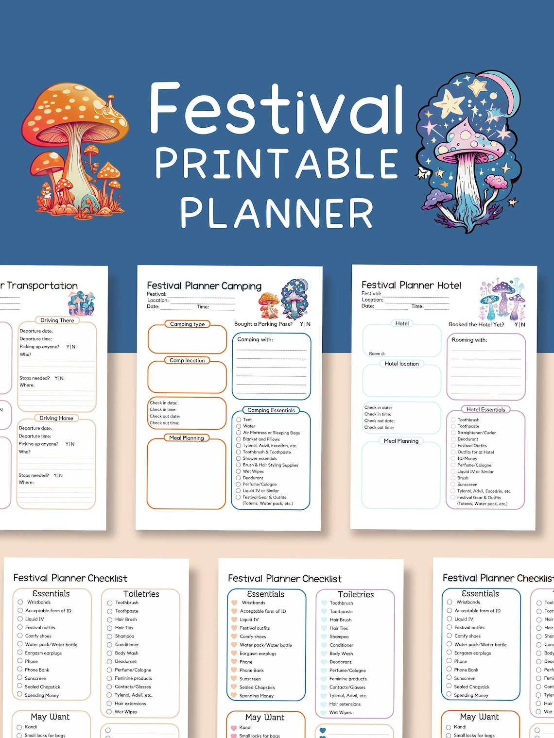 Mushroom Festival Planner Printable, Printable Planner, Music Festival ...