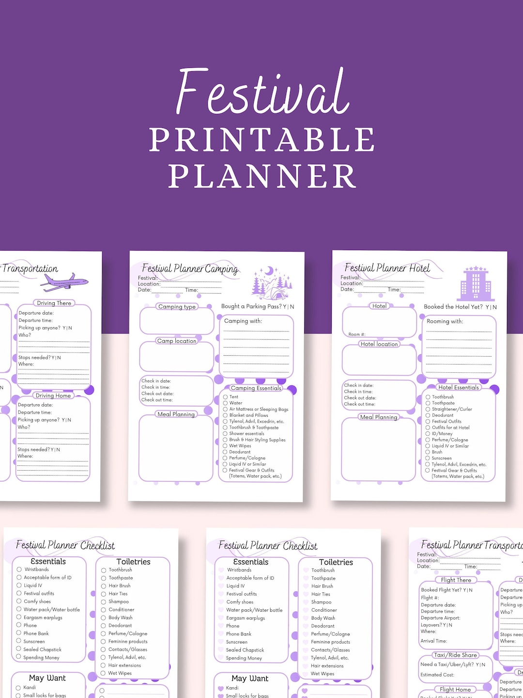 Festival Planner Printable, Printable Planner, Music Festival Planner ...