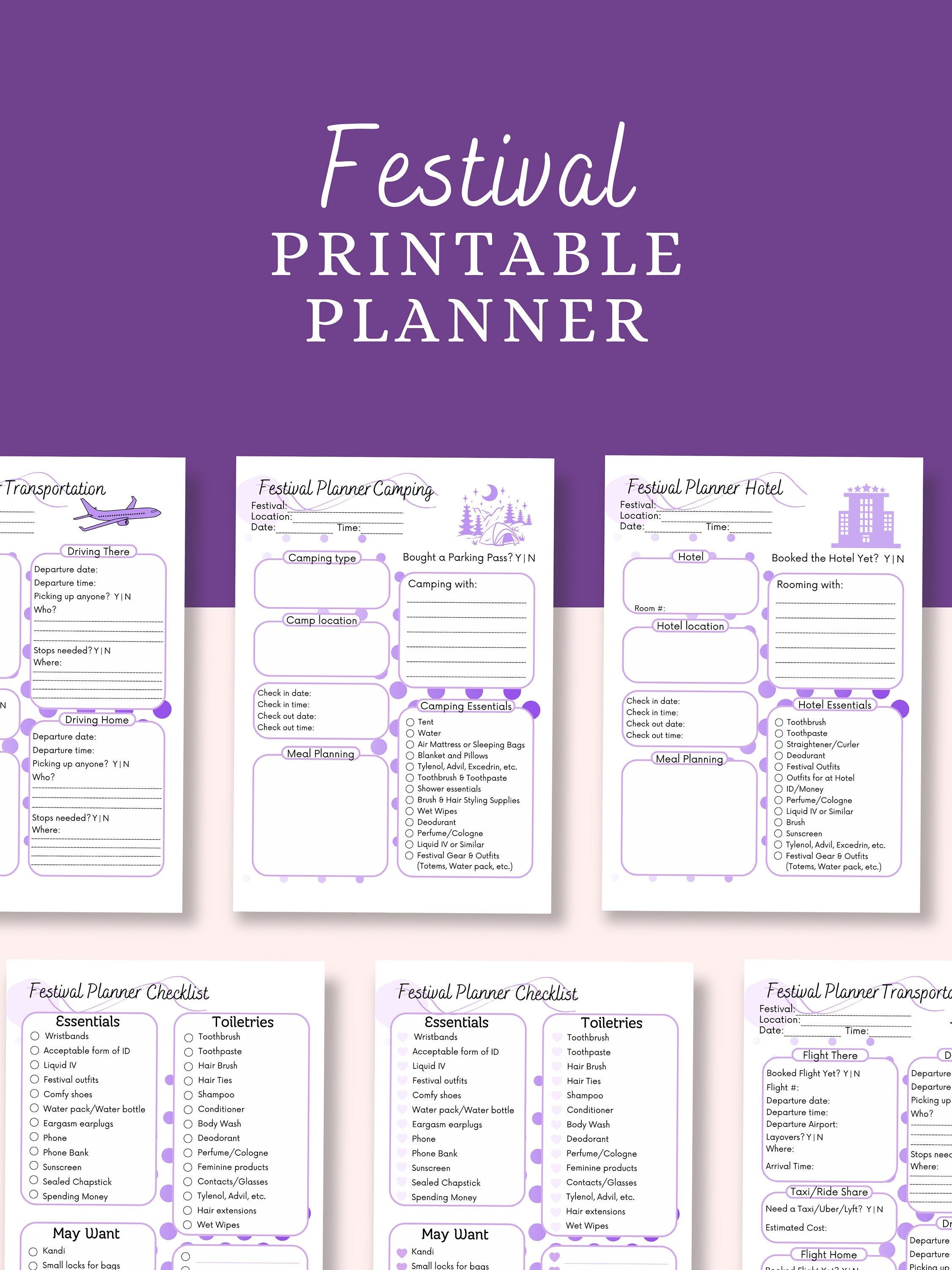 Festival Planner Printable, Printable Planner, Music Festival Planner ...