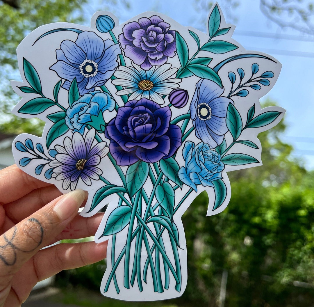 Purple Flower Bouquet Sticker - Etsy