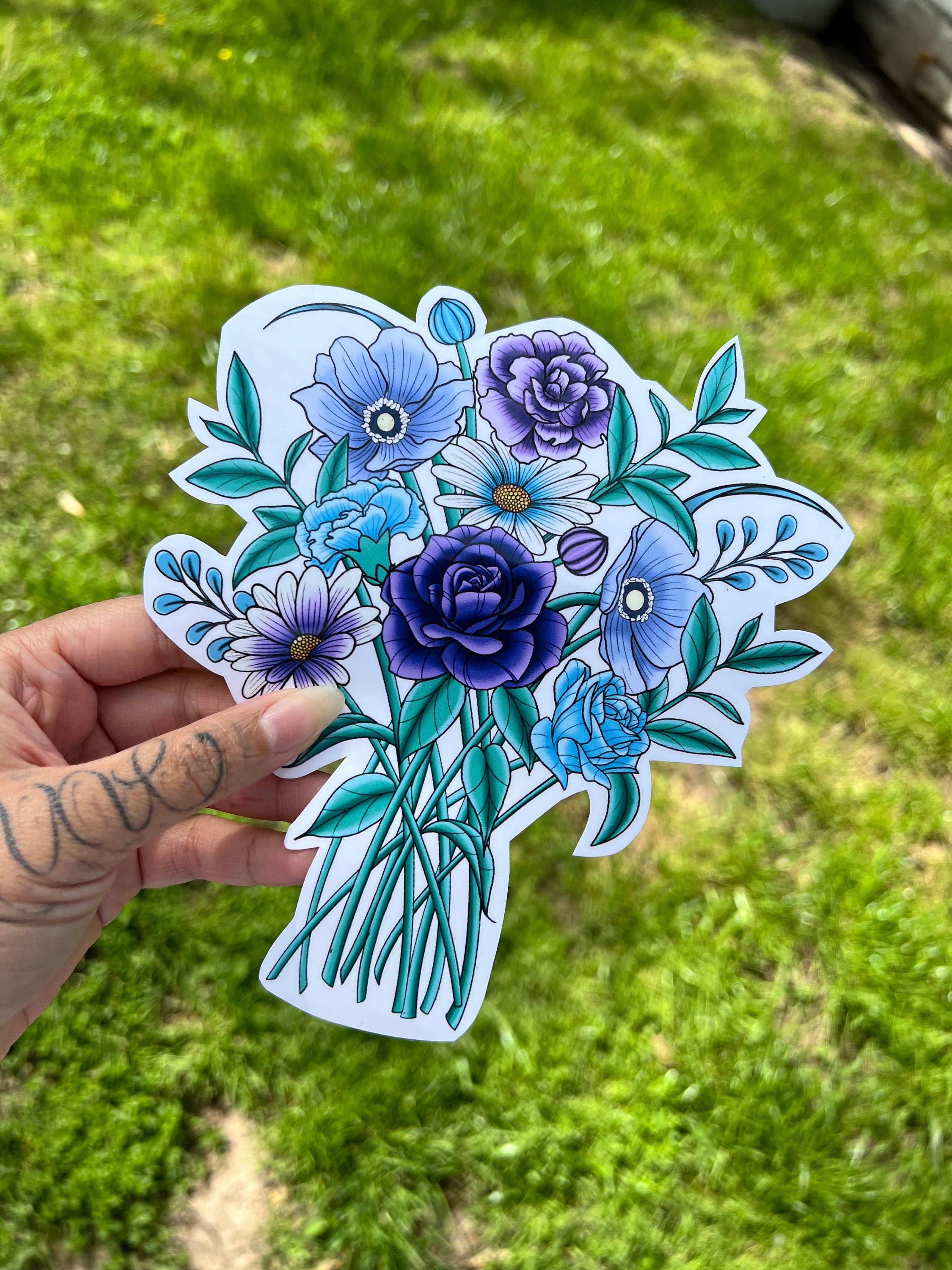 Purple Flower Bouquet Sticker - Etsy