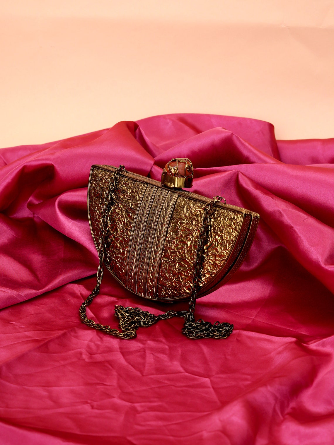 Golden HALF MOON Indian CLUTCH Vintage Style and Handcrafted - Etsy