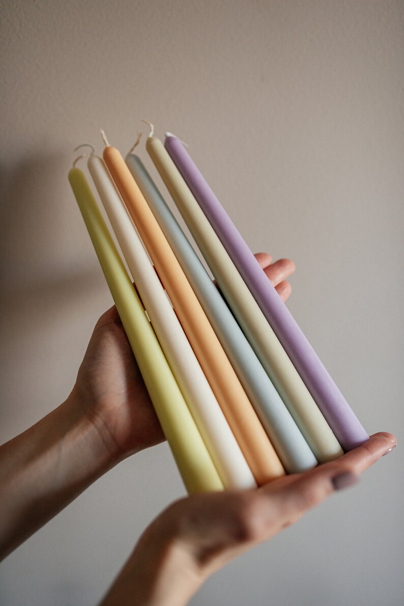 Set of 5 Long Lasting Burn Colourful Taper Candles - Etsy