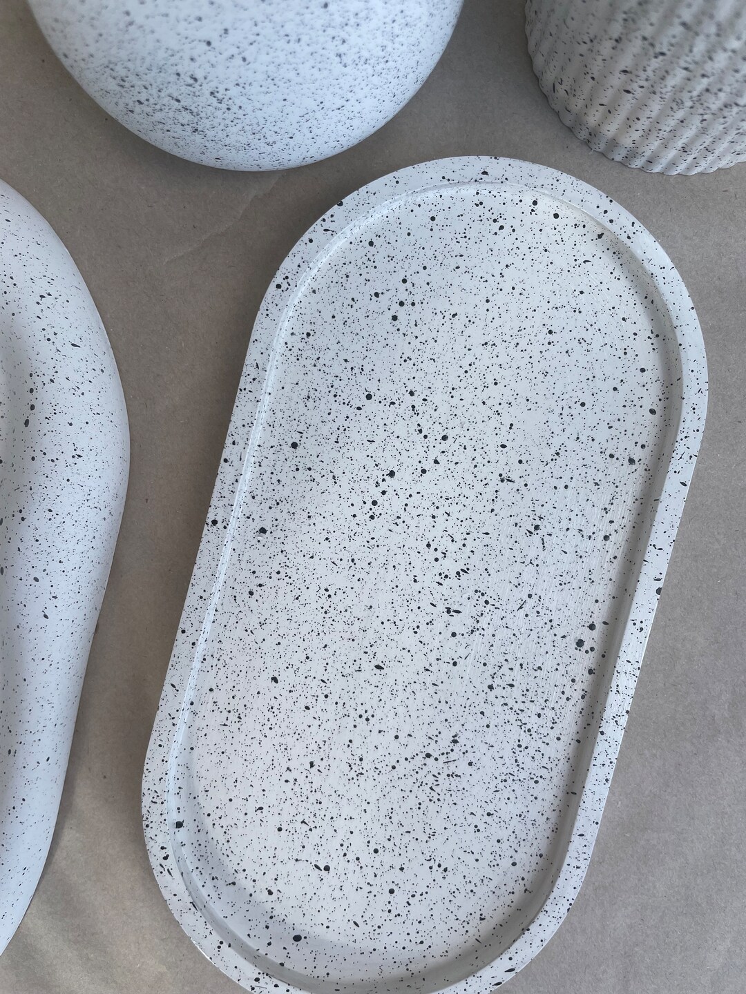 Oval Tray Oval Handmade Gypsum Stand Trincket Dish candle Holder Gupsum ...