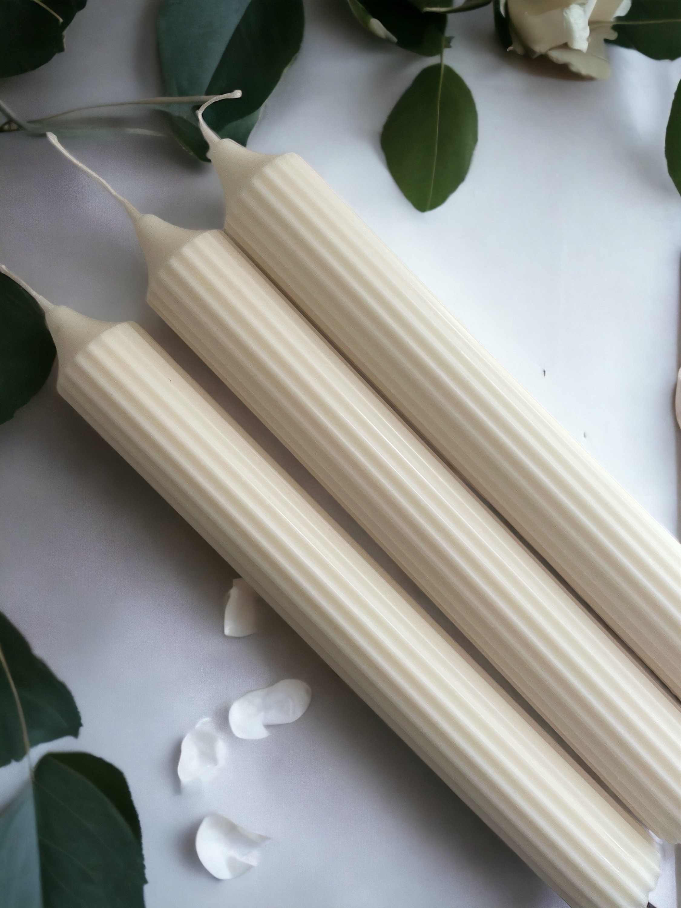 Pillar Ribbed Candles Taper Candles Table Decoration - Etsy