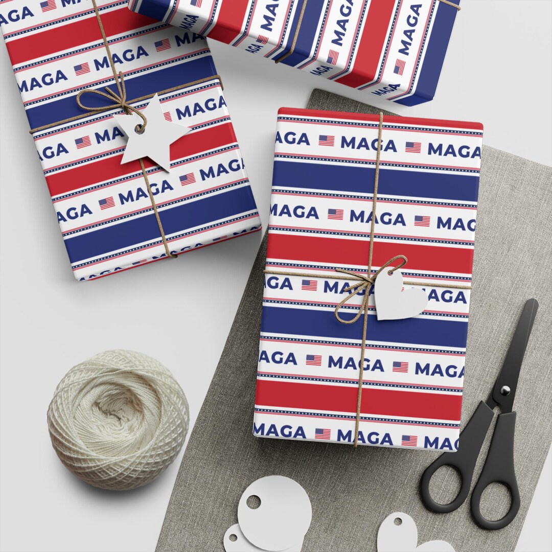MAGA Christmas Wrapping Paper USA Trump Holiday Gift Wrap - Etsy
