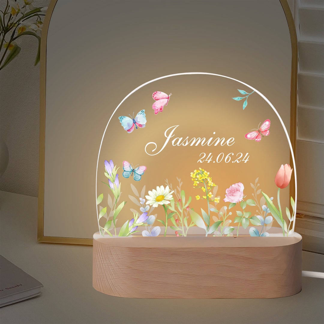 Personalized Butterfly Flower Night Light,cute Flower Night Lamp,gift ...