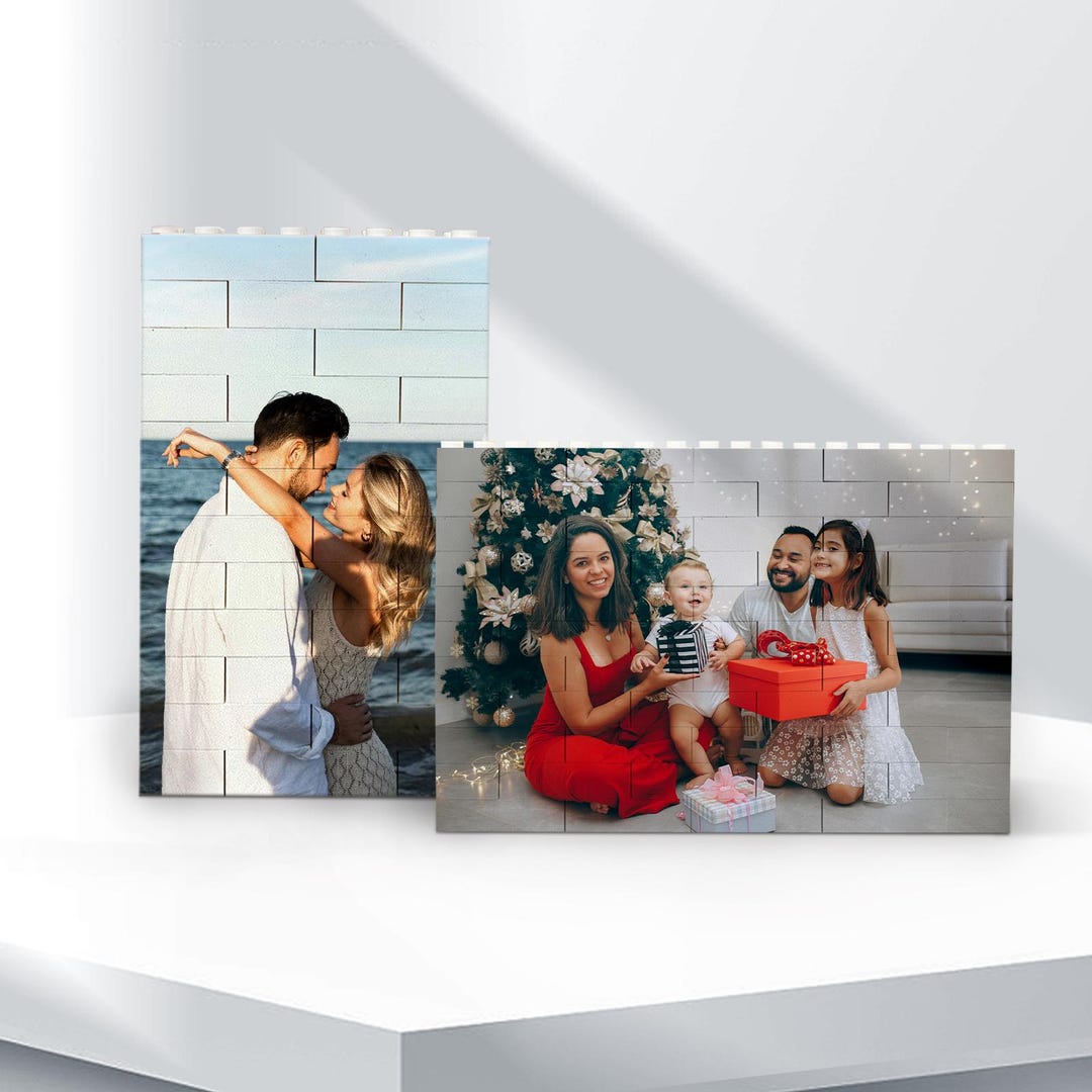 Personalised Heart Photo Block, Custom Photo Building Block, Heart ...