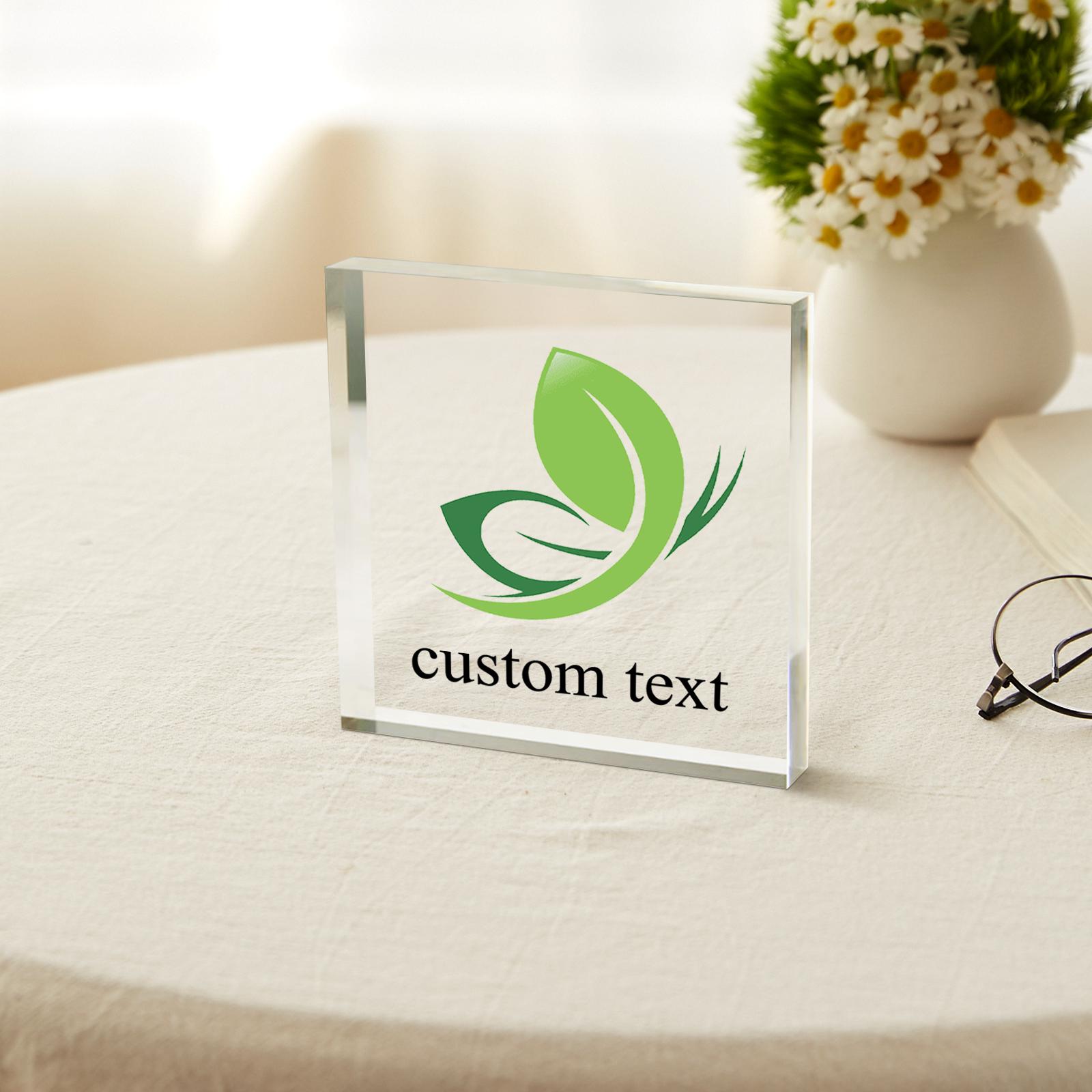 Personalized Logo Acrylic Glass Block, Custom Business Company Logo ...