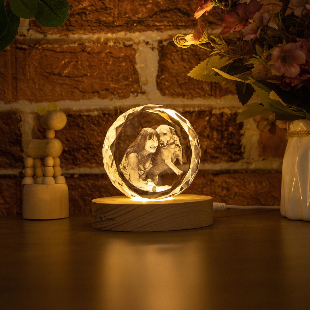 Personalized 3D Crystal Photo Portrait Light,custom Engraved Picture ...