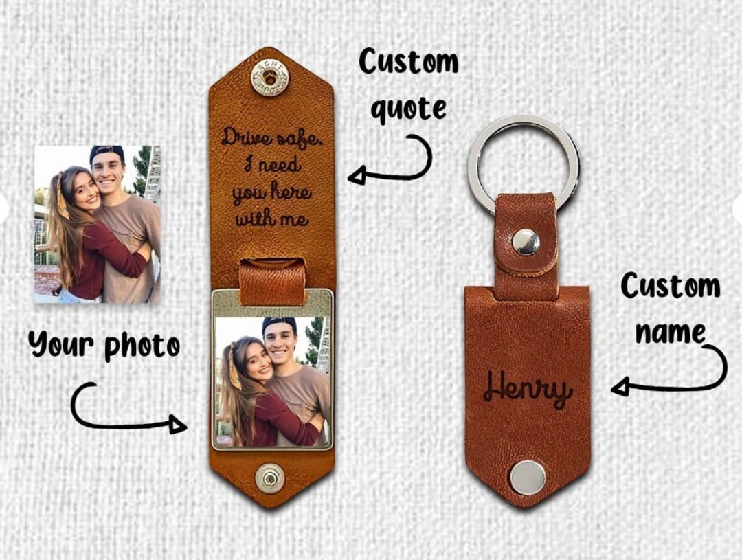 Personalized Leather Photo Keychainphoto Keychainadditional - Etsy