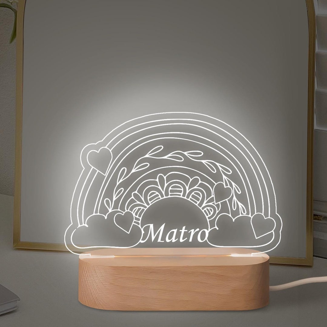 Personalized Baby Rainbow Night Light, Cute Rainbow Night Light,custom ...