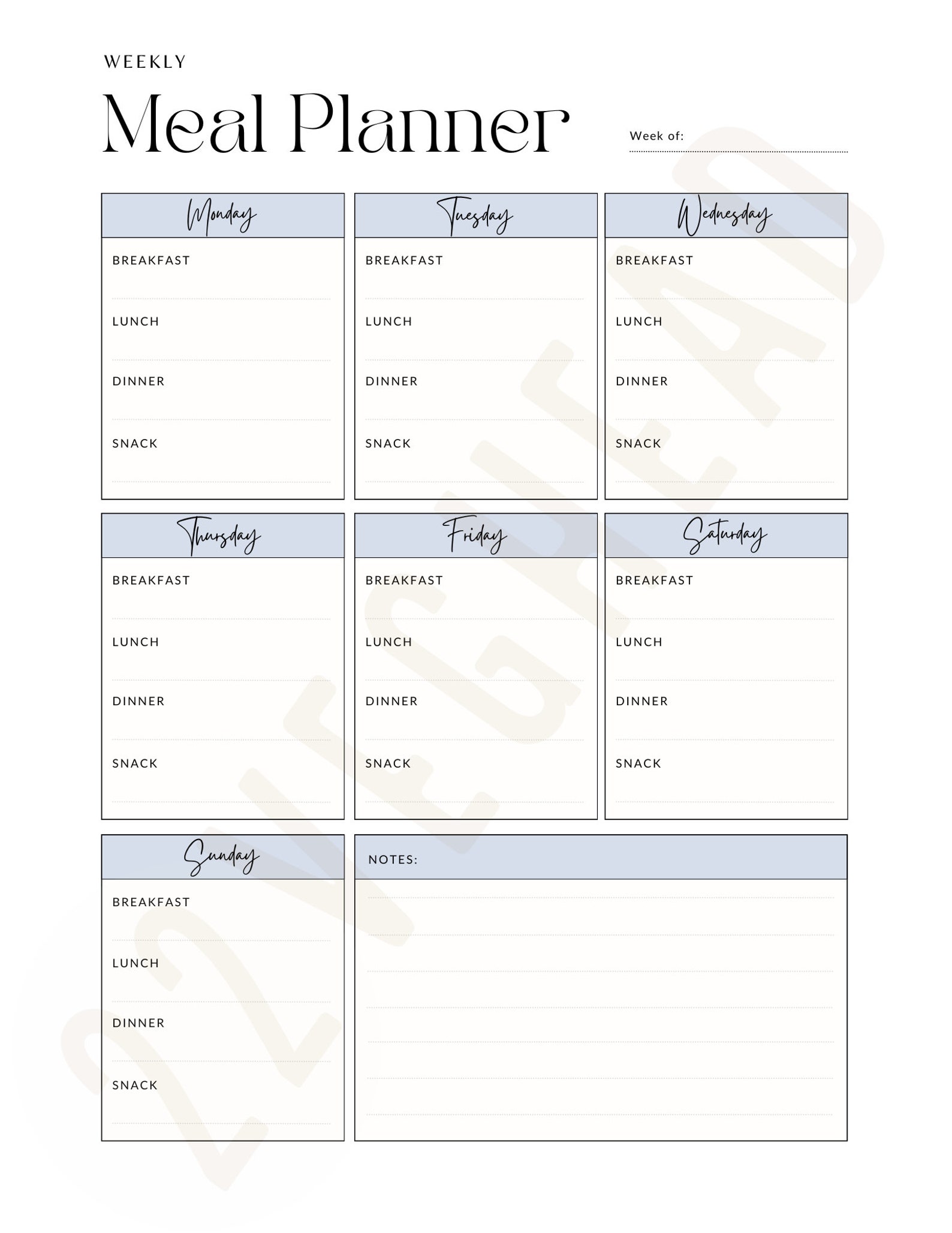 Magnetic Dry Erase Meal Planner & Organizer - Etsy