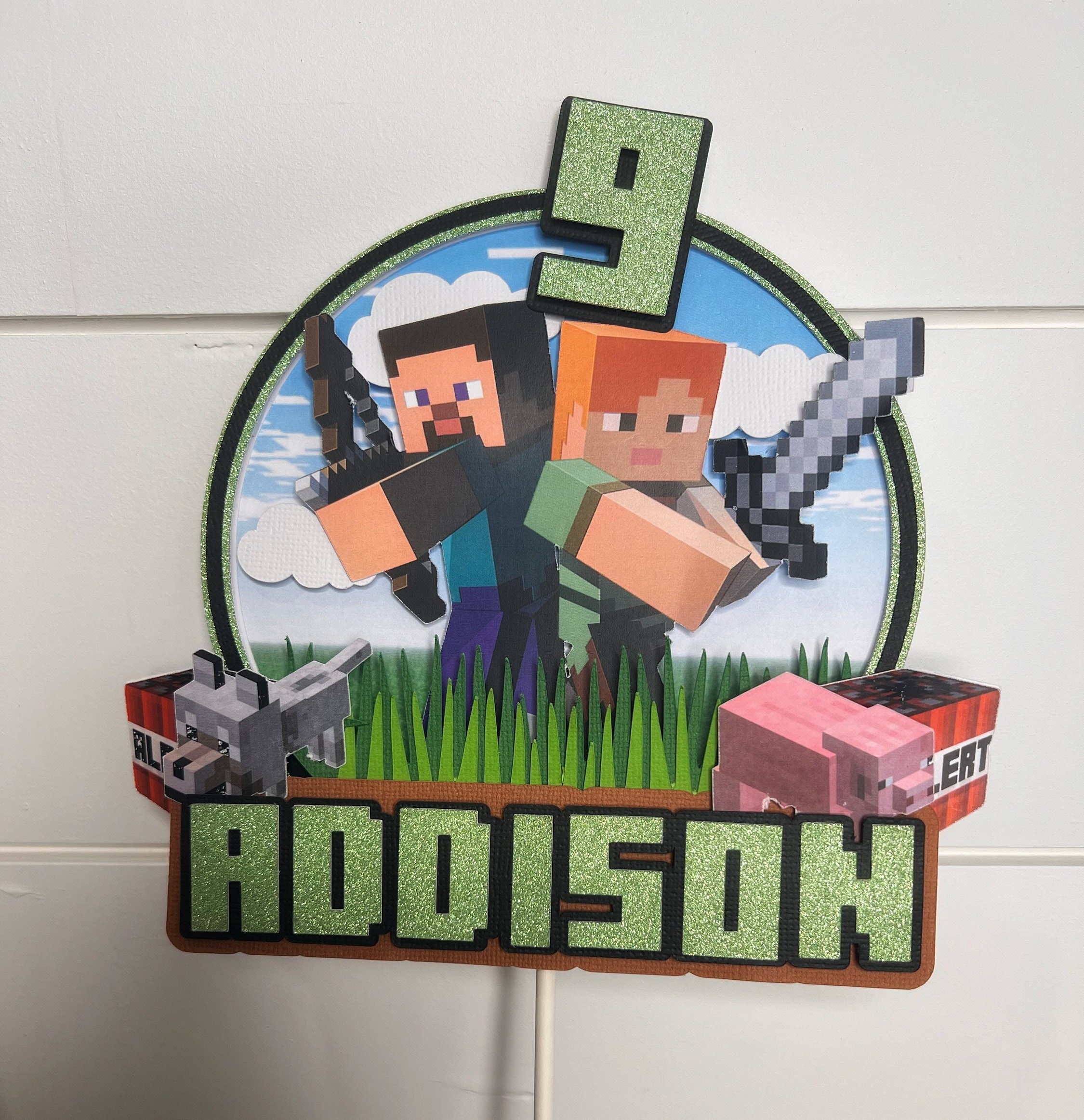 Minecraft Creeper Cake Topper