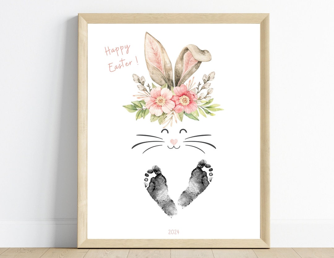 Easter Footprint Art, Easter Bunny Keepsake Printable Gift, Baby ...