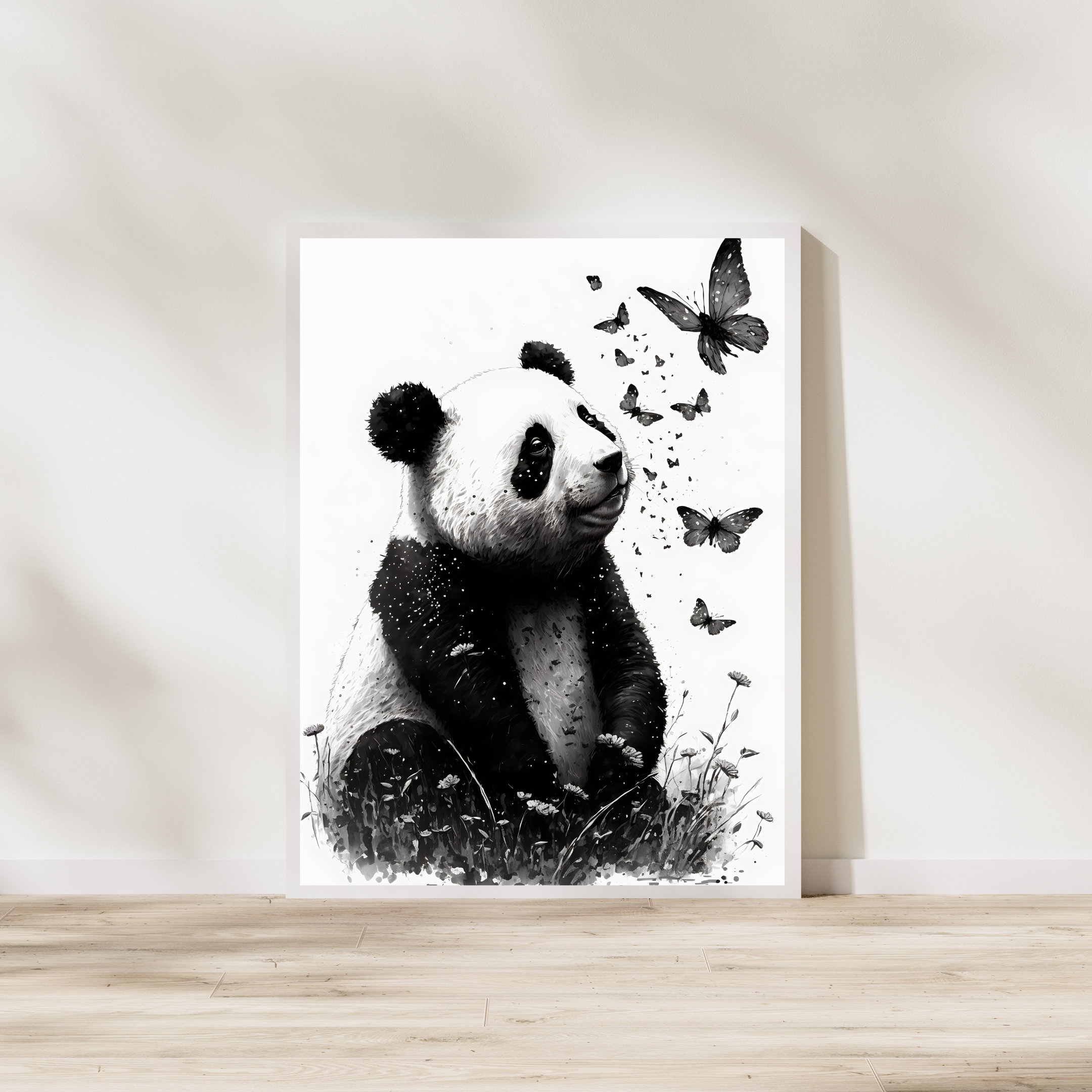 Panda Playing With Butterflies Watercolor Painting I Aquarell Art ...