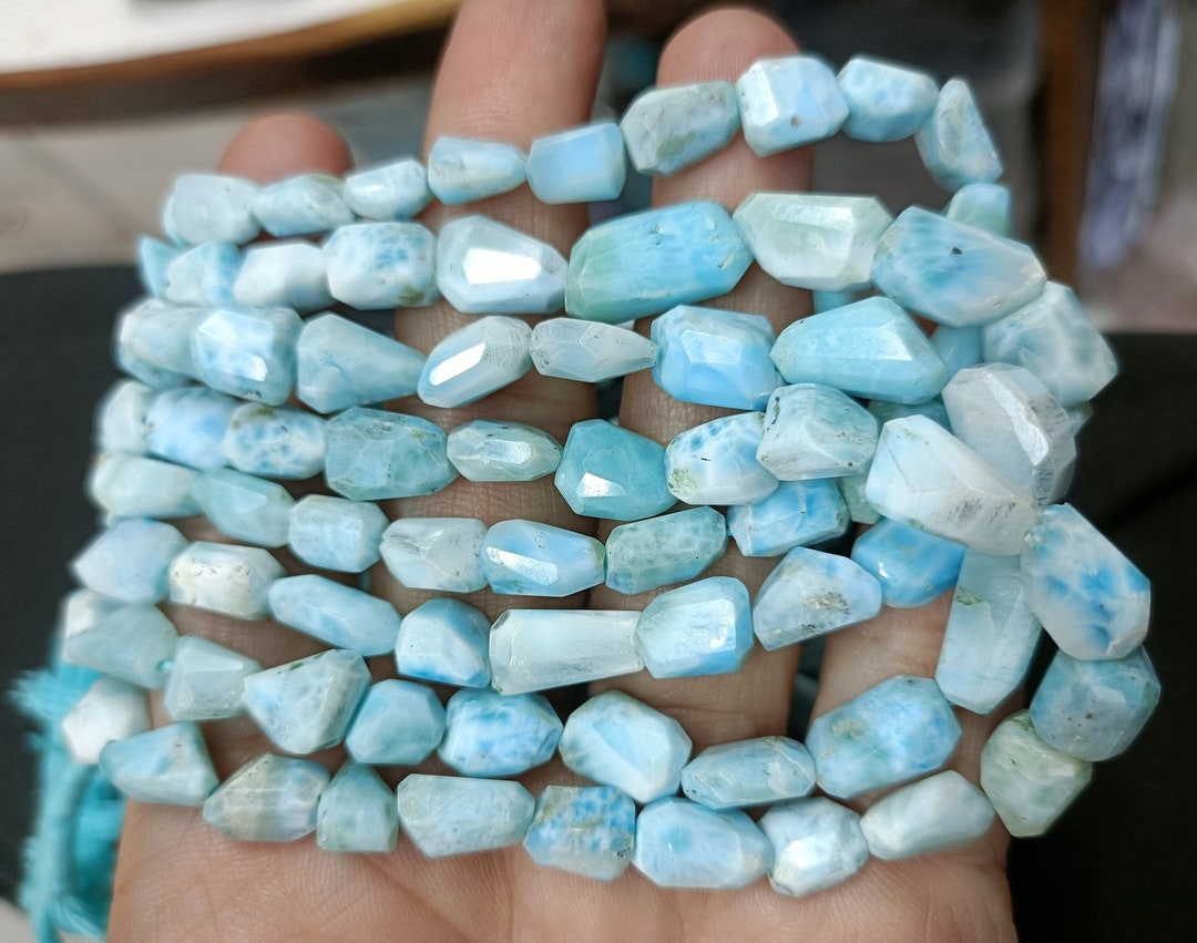 Amazing AAA Larimar Tumble Faceted Beaded 8 Inch Long Necklace/gift for ...