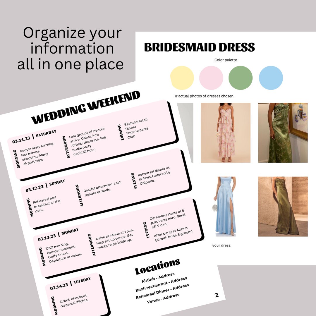 Wedding Weekend Timeline Canva Template, Editable Wedding Timeline ...