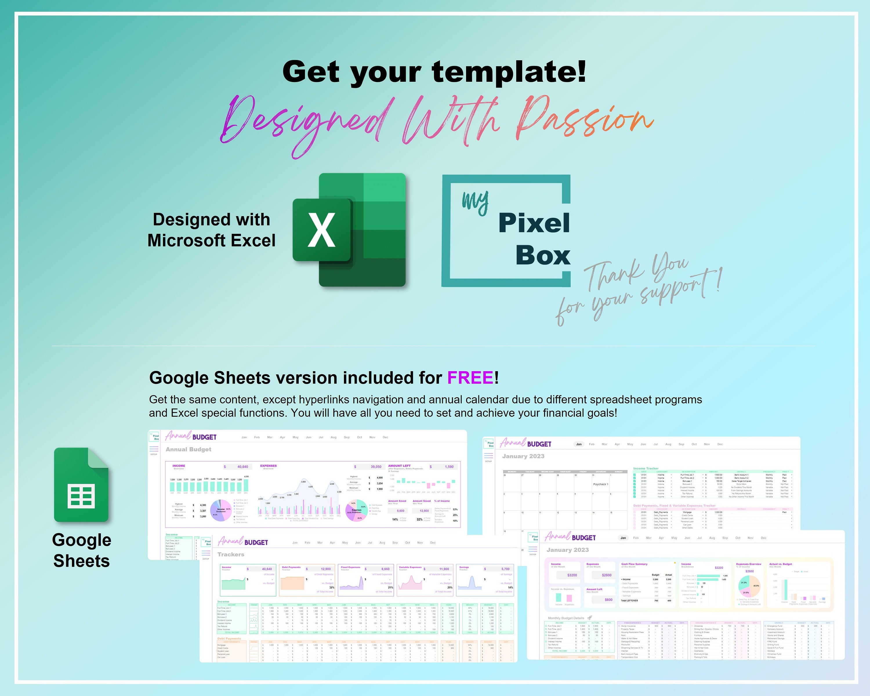 Annual and Monthly Budget Spreadsheet Excel & Google Sheets - Etsy