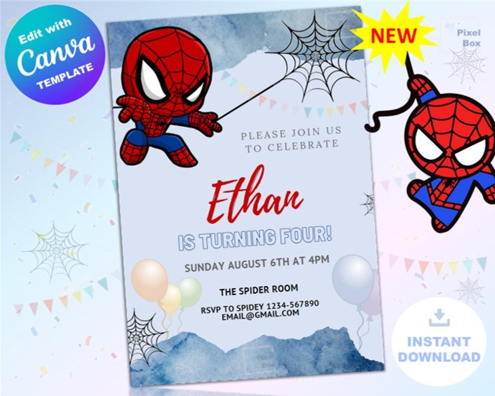 Invitation Anniversaire Spiderman / Spidey Modèle Canva Modifiable - Etsy