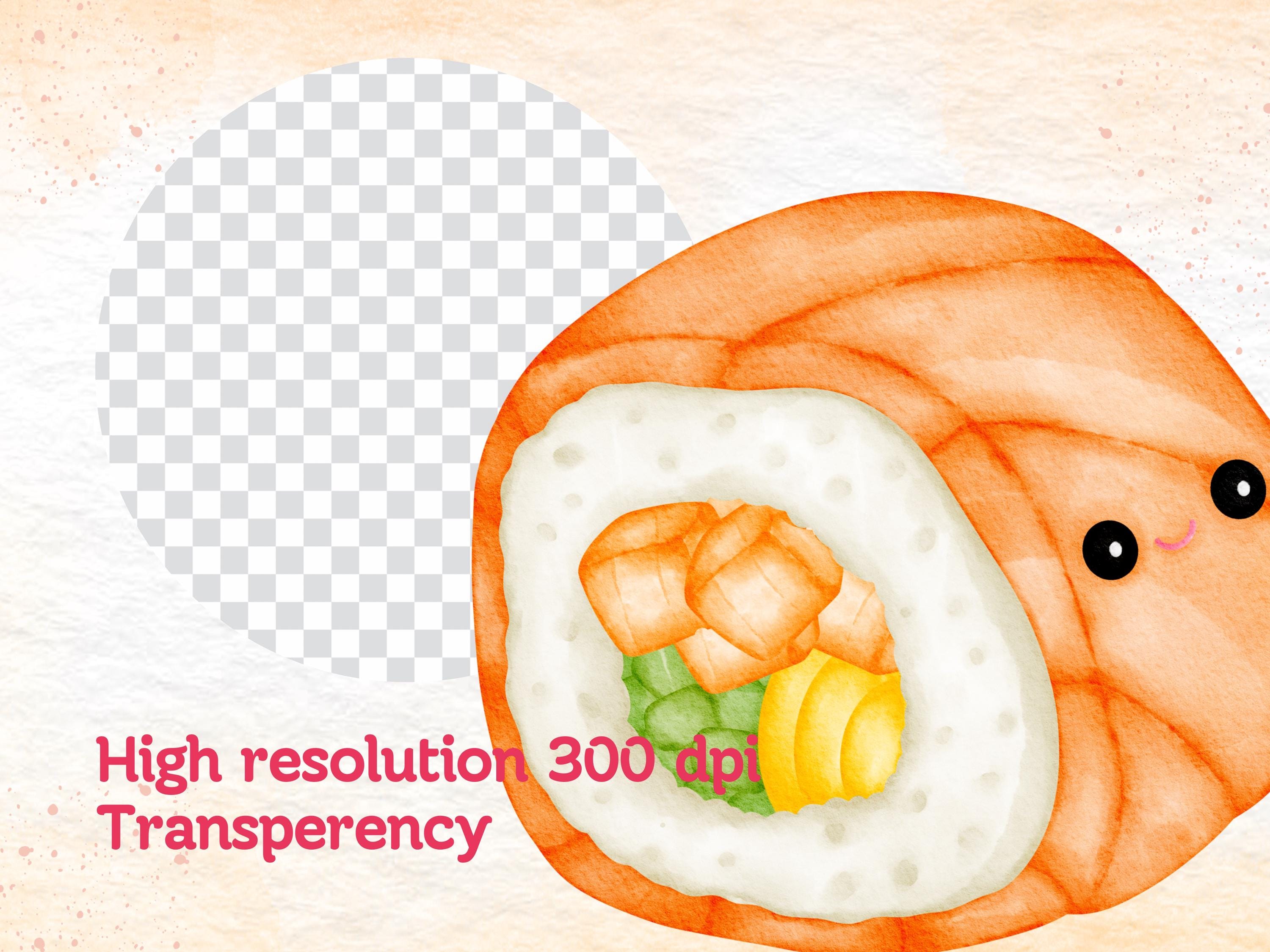 Watercolor Cute Sushi Clipart Set, 20 PNG Files, Digital Download ...