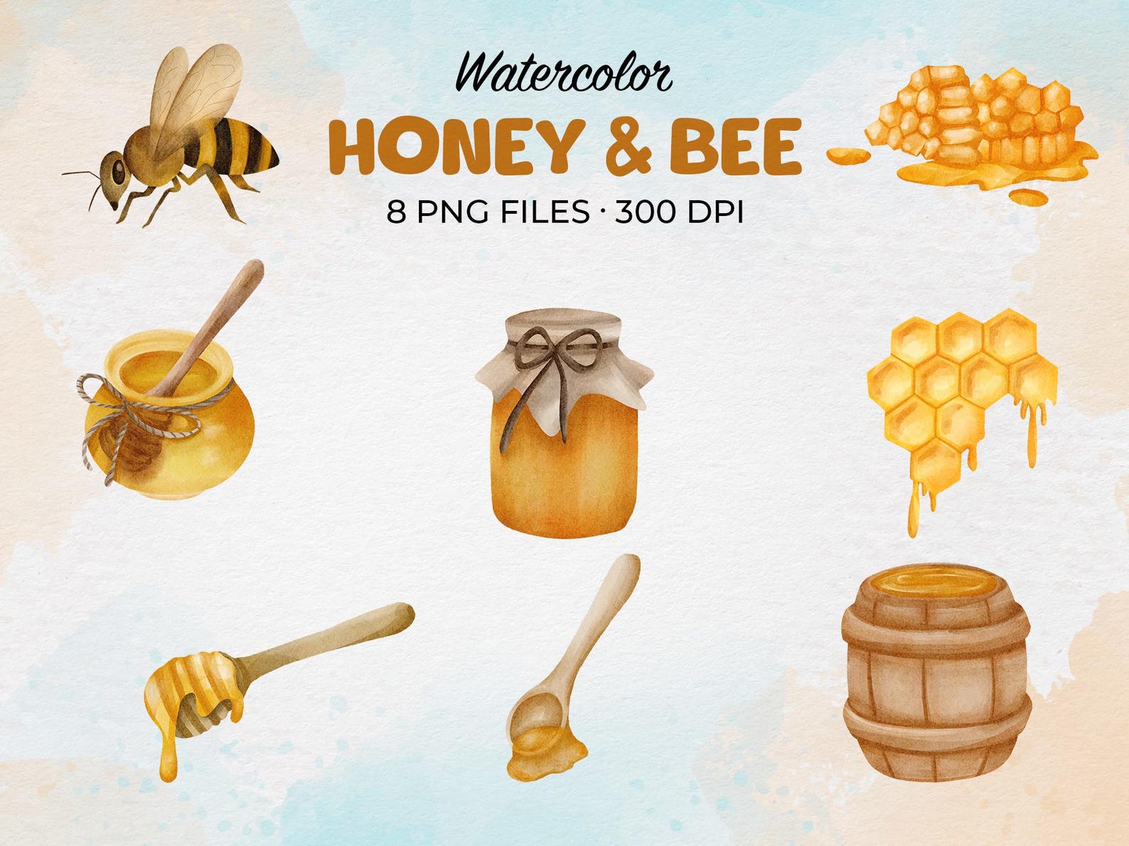 Watercolor Honey Bee Clipart, Honeycomb PNG (digital Download) - Etsy