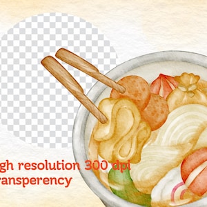 Watercolor Japanese Food Clipart, Sushi Ramen PNG Images (digital ...