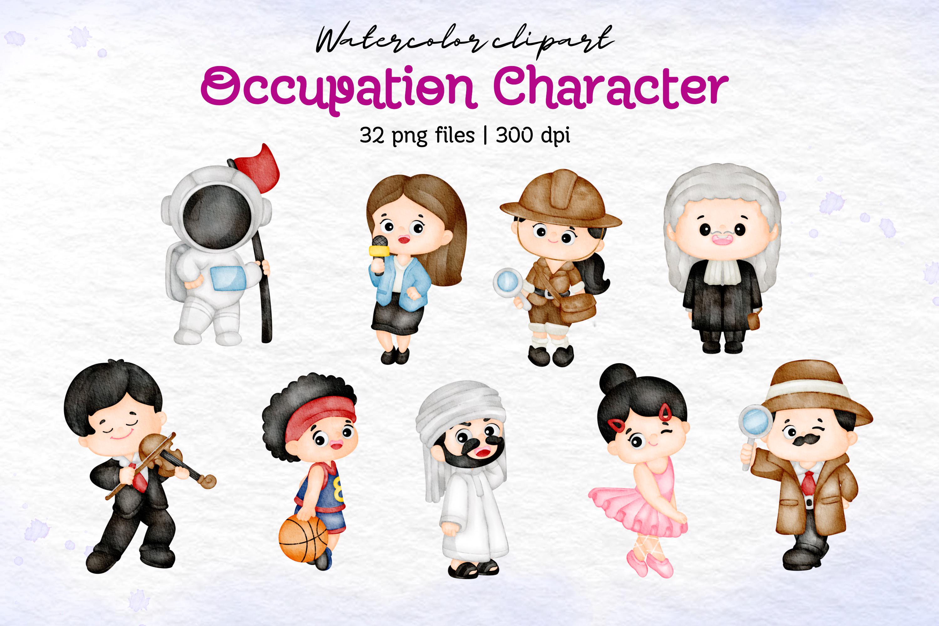 Watercolor Job Clipart PNG Career Characters Bundle Doctor Nurse ...