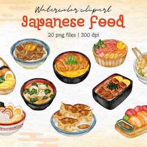 Watercolor Japanese Food Clipart, Sushi Ramen PNG Images (digital ...