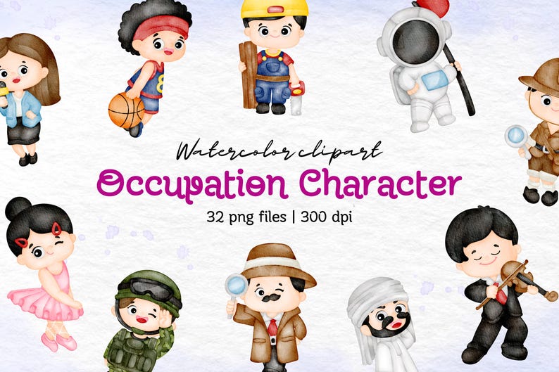 Watercolor Job Clipart PNG Career Characters Bundle Doctor Nurse ...