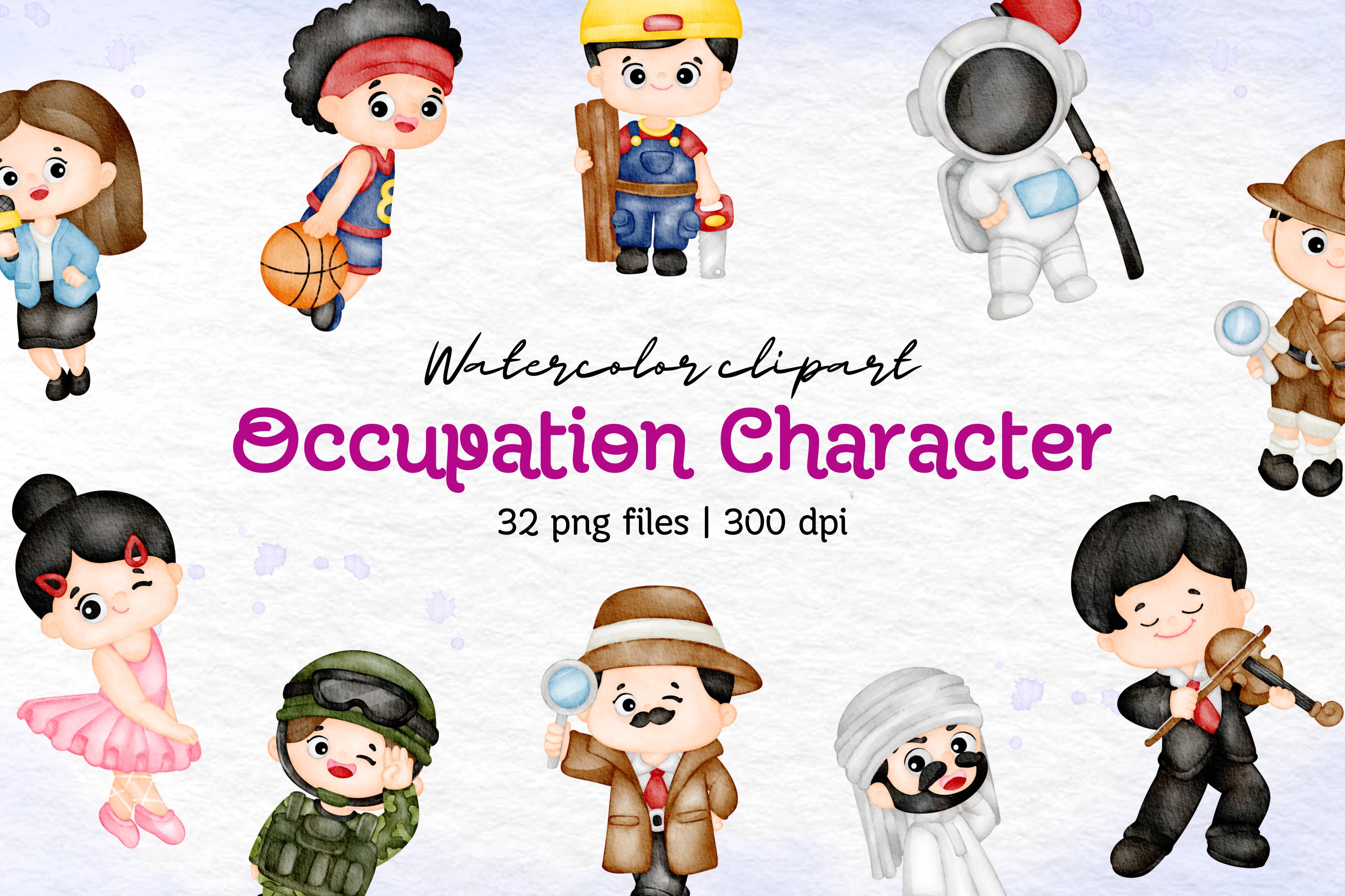 Watercolor Job Clipart PNG Career Characters Bundle Doctor Nurse ...