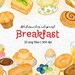 Breakfast Watercolor Clipart Set, 20 PNG Files, 300 DPI, Transparent ...