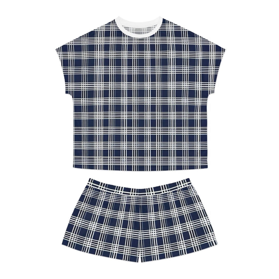 Women's Short Pajama Set, Checkered Print Pjs, Sleepwear for Women - Etsy