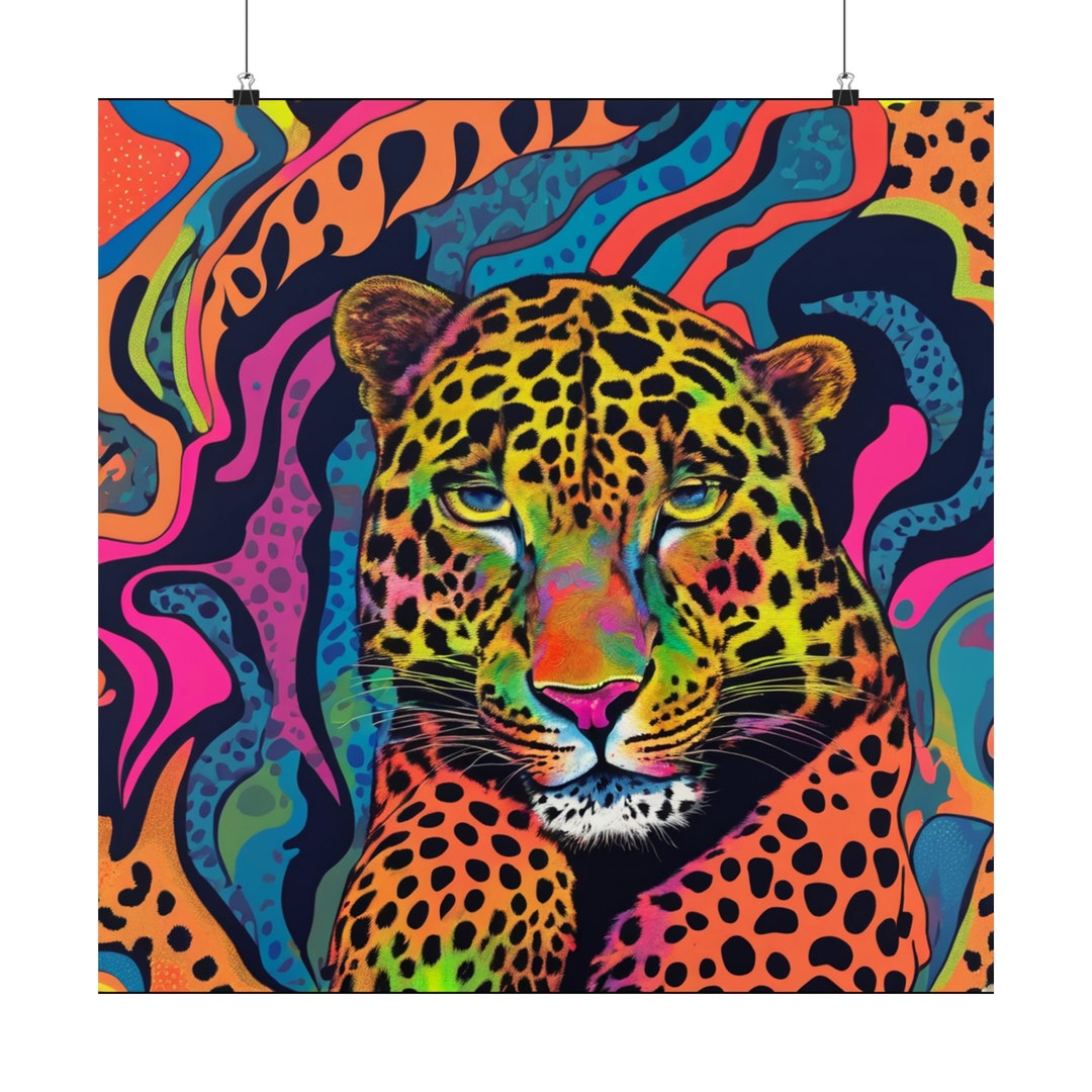 Wall Art Print, Psychedelic Big Cat Poster, Animal Print Home Decor - Etsy
